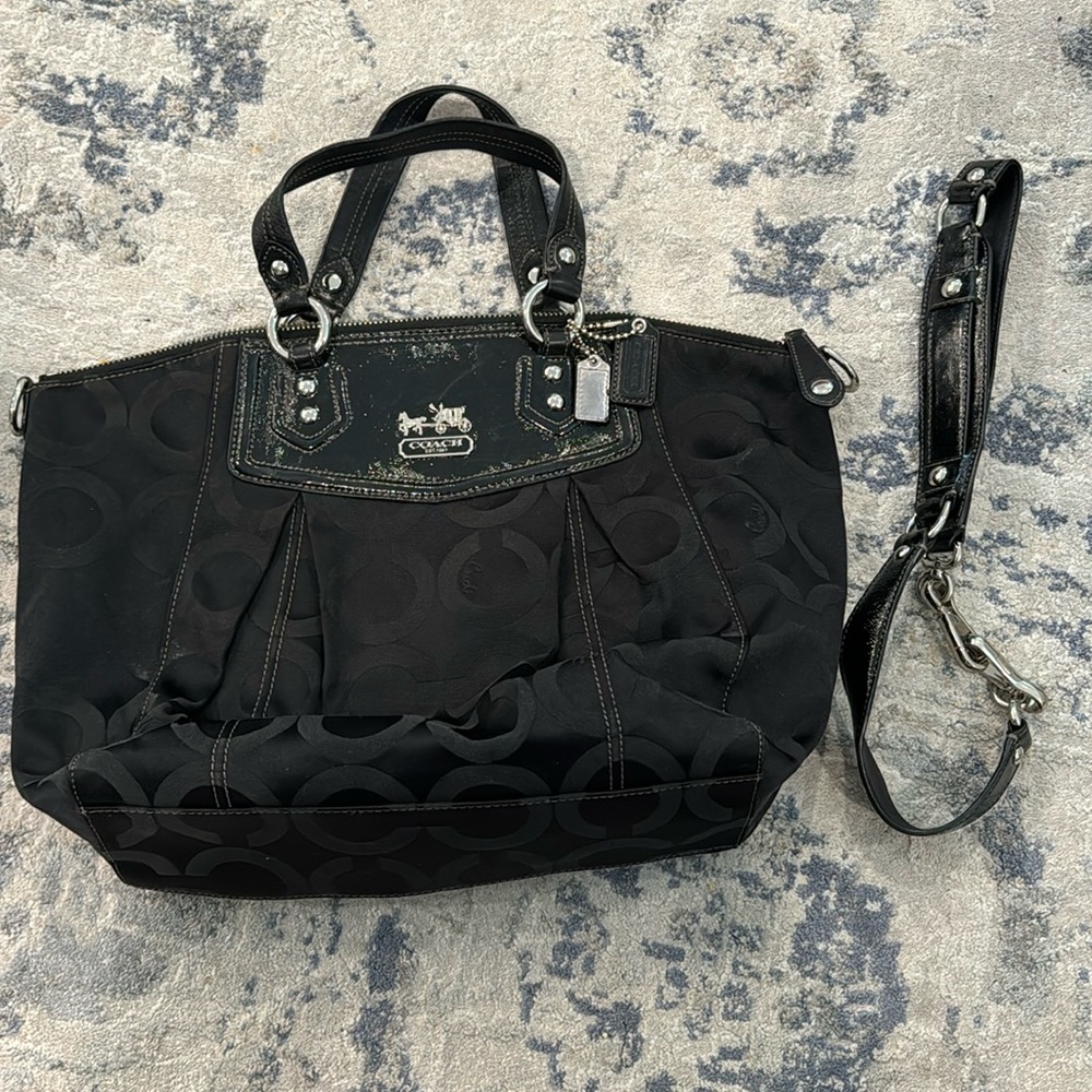 Coach Madison Op Art Black Signature Sateen Shoulder … - Gem